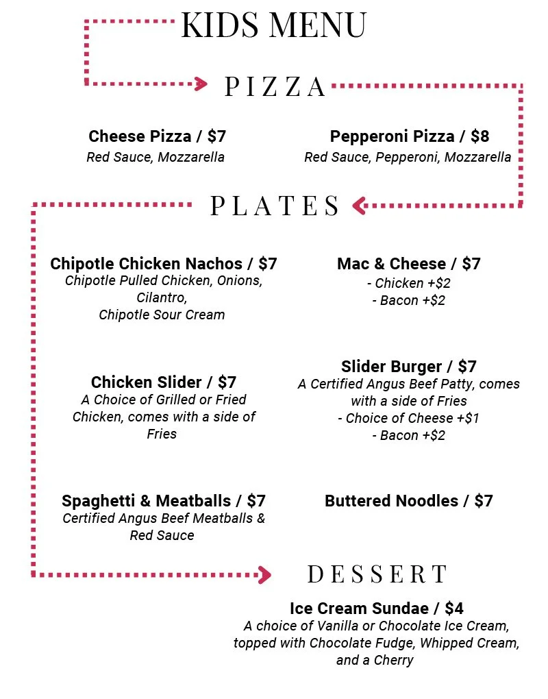 Kids Menu — Founding Fathers Bensalem Sports Bar and Grille