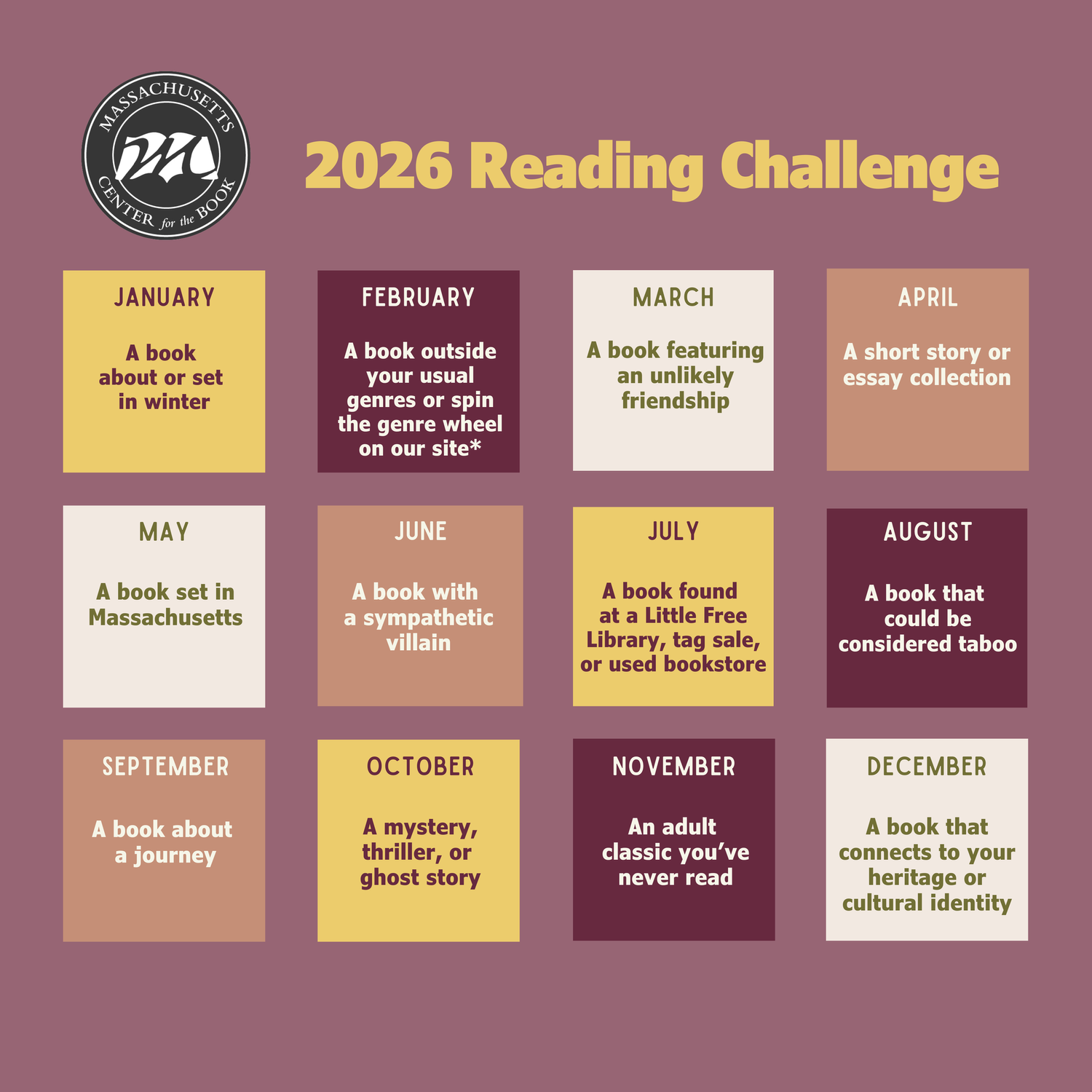 Reading Challenge for Adults — Massachusetts Center for the Book