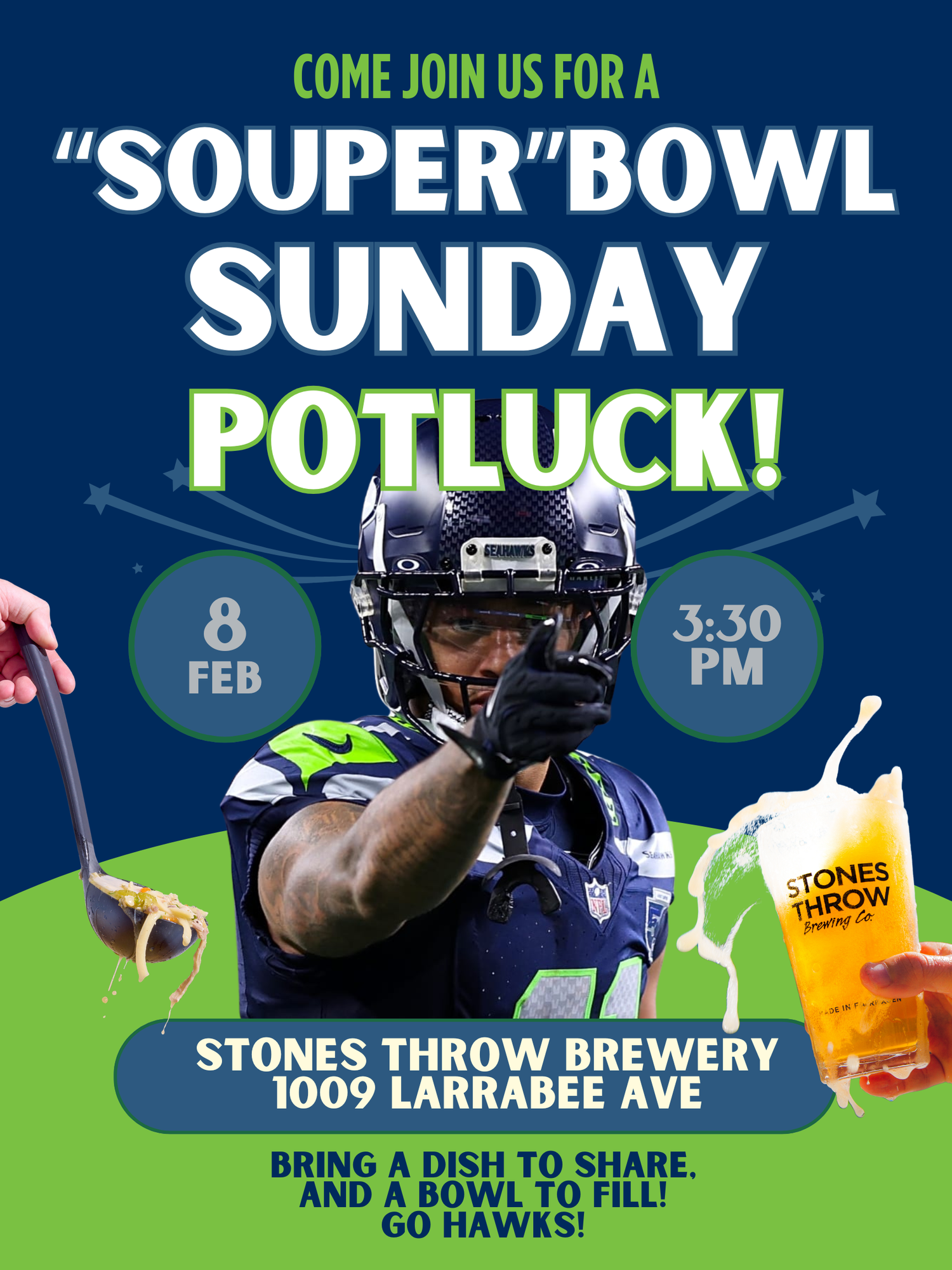 "Souper"bowl Sunday Potluck! — Stones Throw Brewery