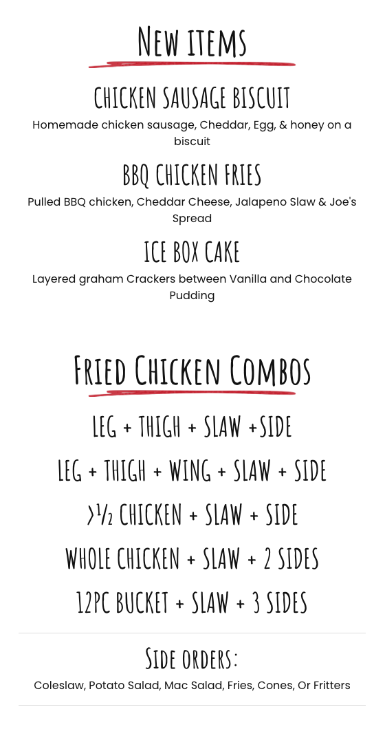 About 4 — Chicken Joe's