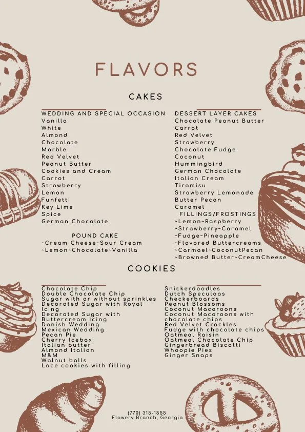 Menu and Pricing — Artful Cakery by Julie