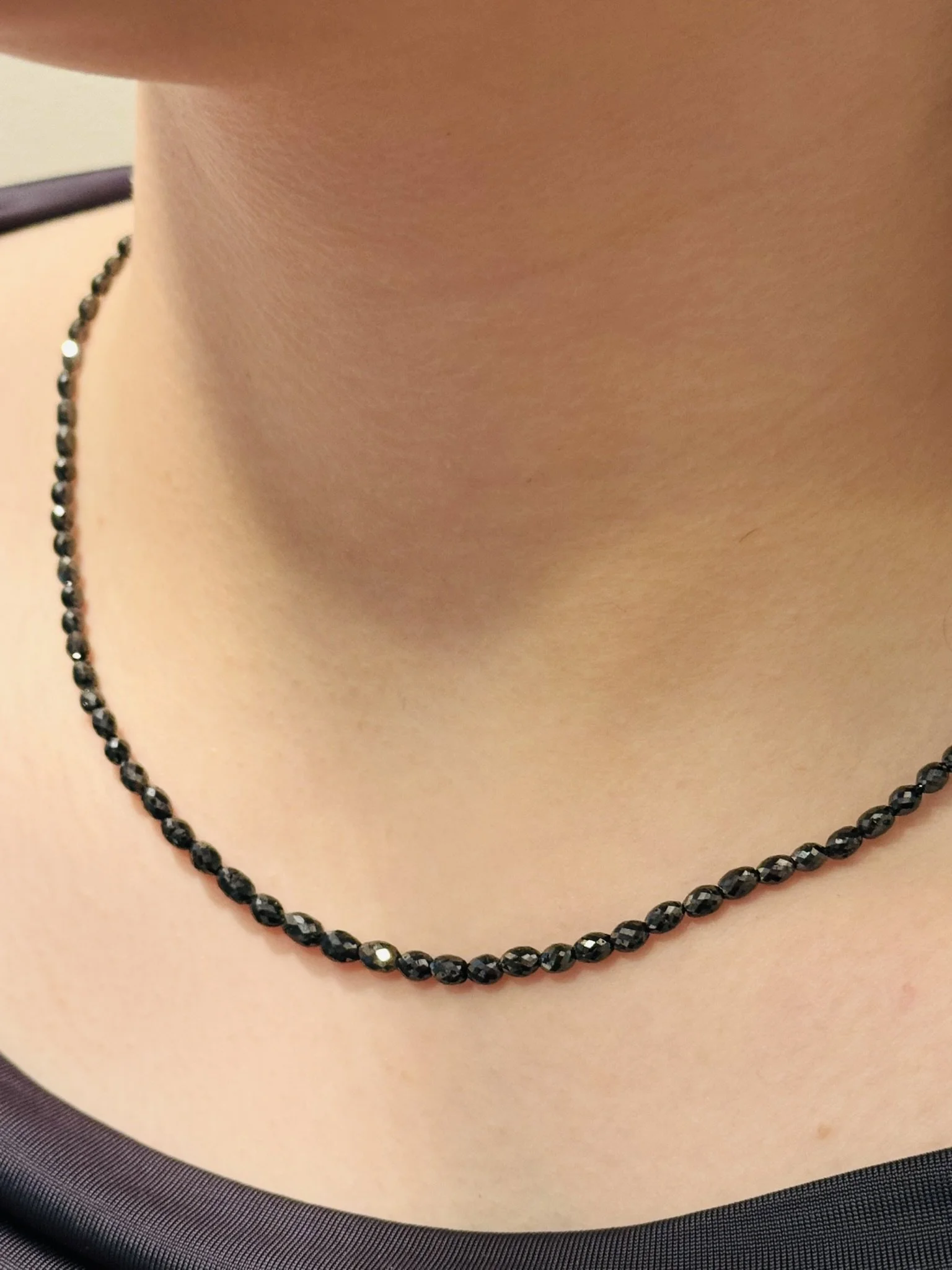 Black Diamond Hand Faceted Oval Necklace — Lucine Almas Jewelry