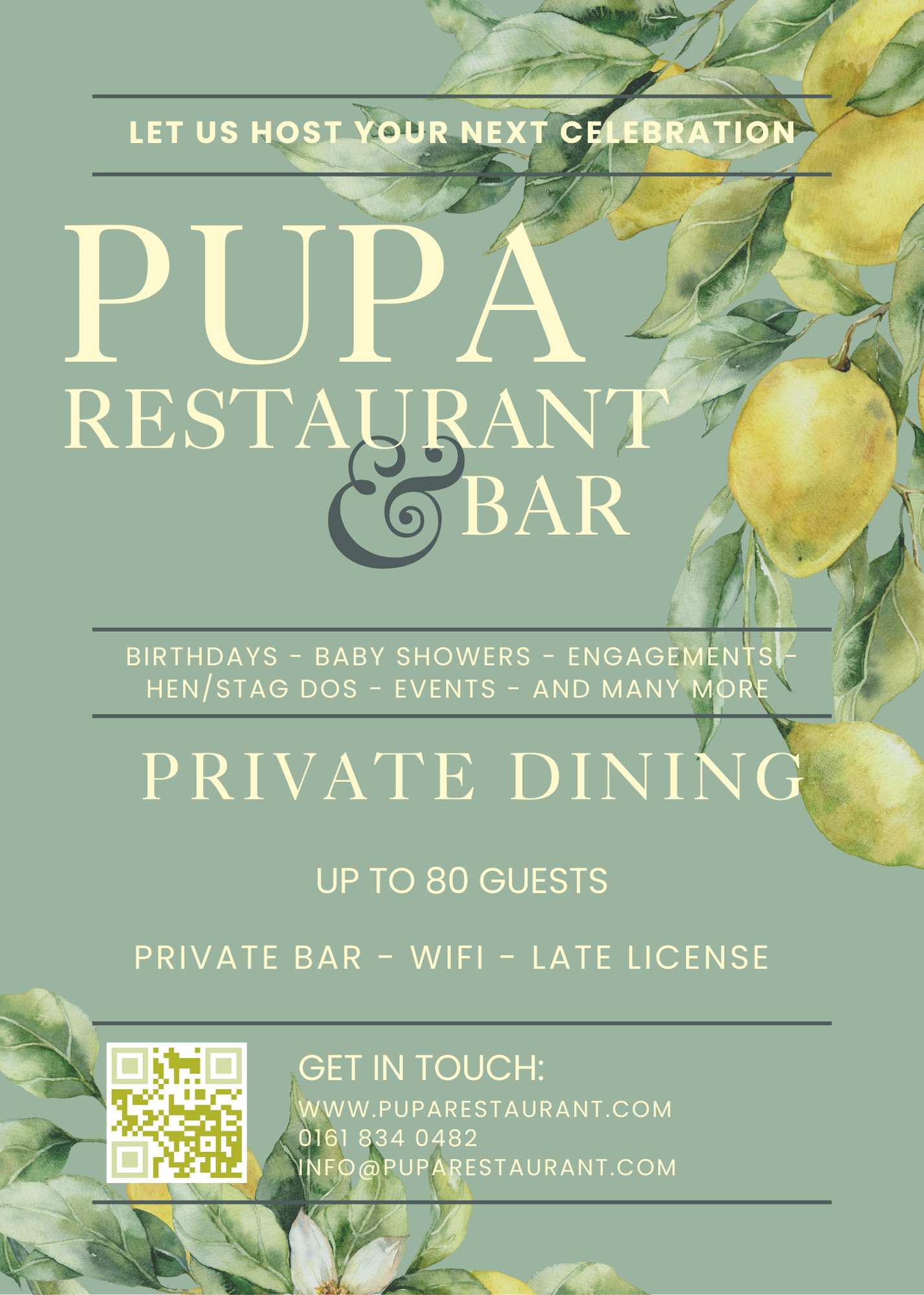 Private Hire — PUPA RESTAURANT & Bar