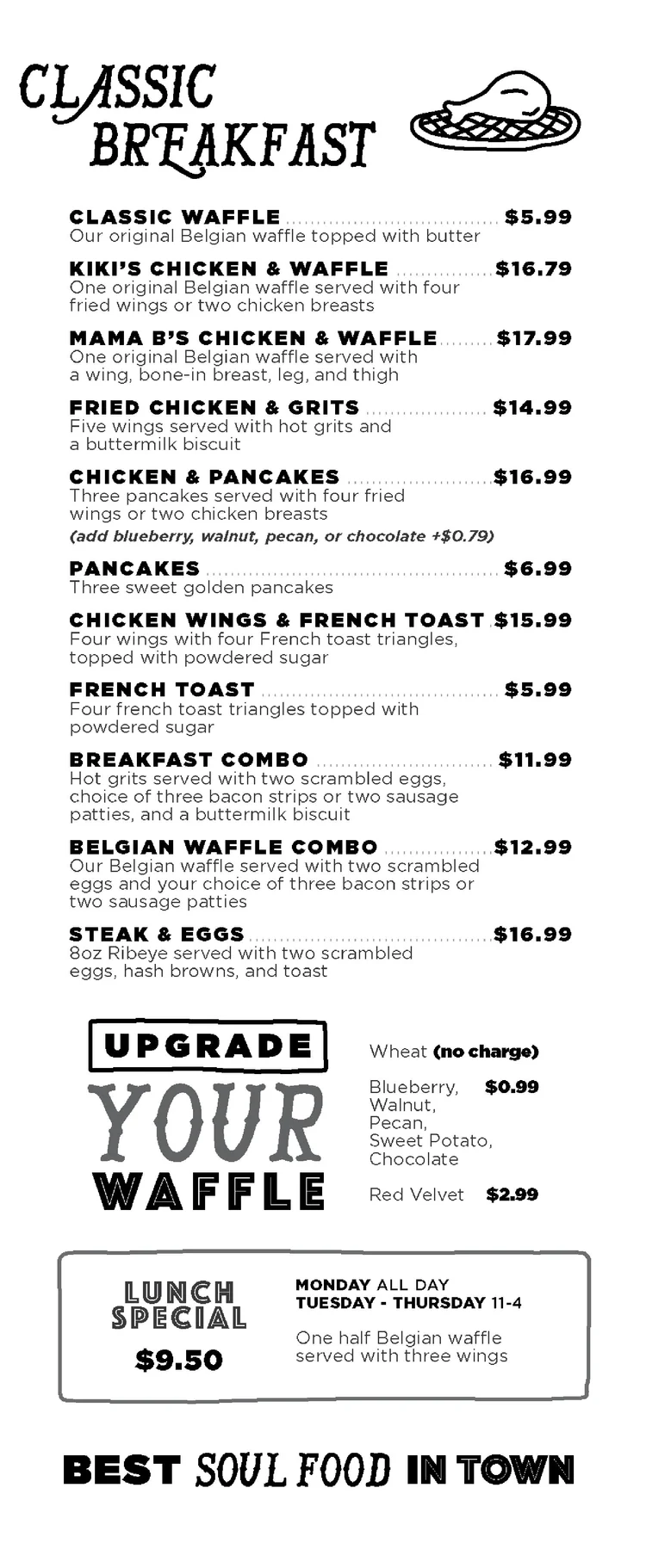 Menu — Kiki's Chicken & Waffles
