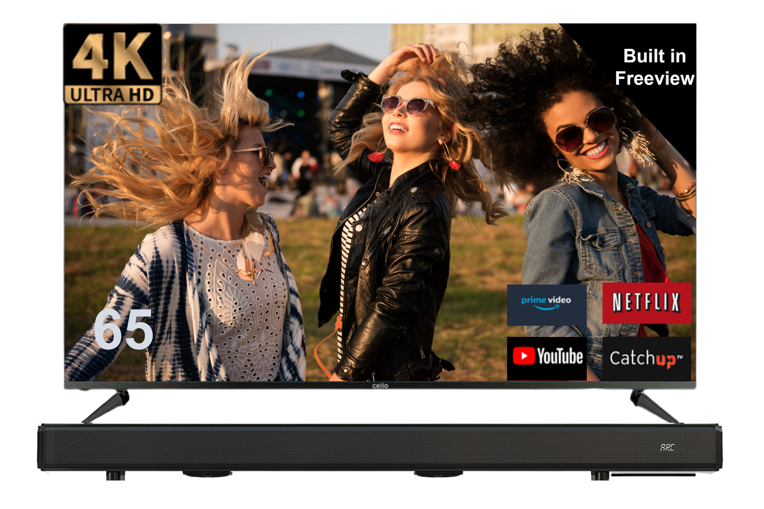 Cello 65″ Ultra HD LED Smart TV with Wi-Fi, Freeview & Soundbar | hiya ...