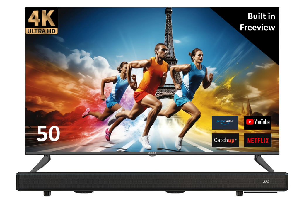 Cello 50″ Ultra HD LED Smart TV with Wi-Fi, Freeview & Soundbar | hiya ...