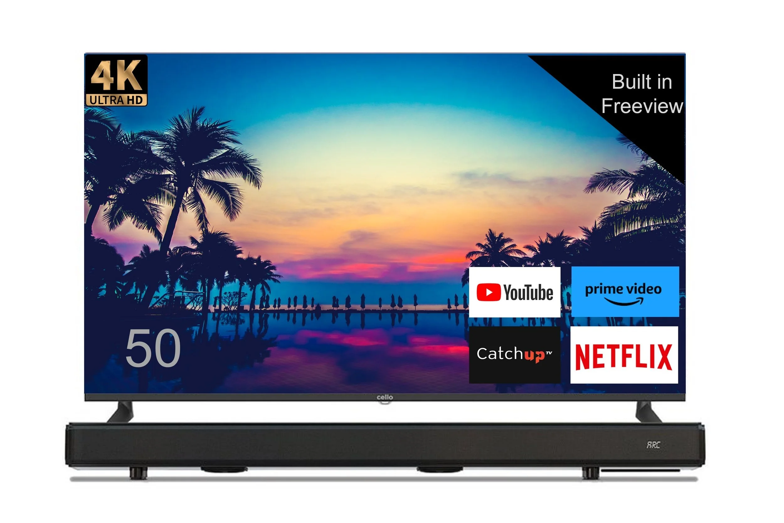 Cello 50″ Ultra HD LED Smart TV with Wi-Fi, Freeview & Soundbar | hiya ...