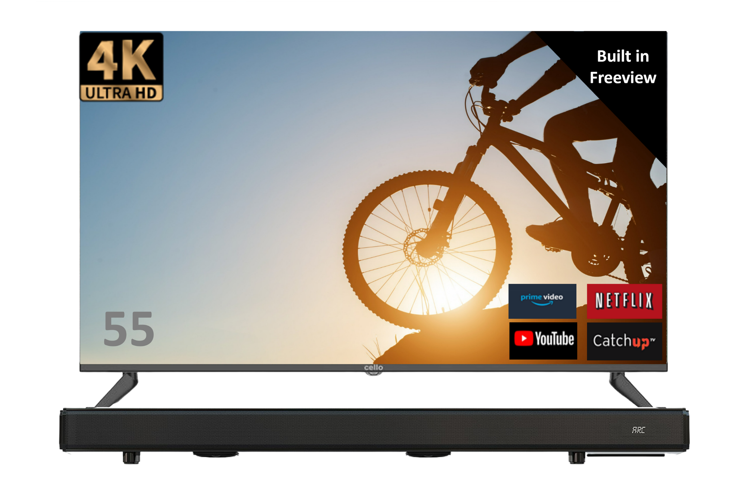 Cello 55″ Ultra HD LED Smart TV with Wi-Fi, Freeview & Soundbar | hiya ...