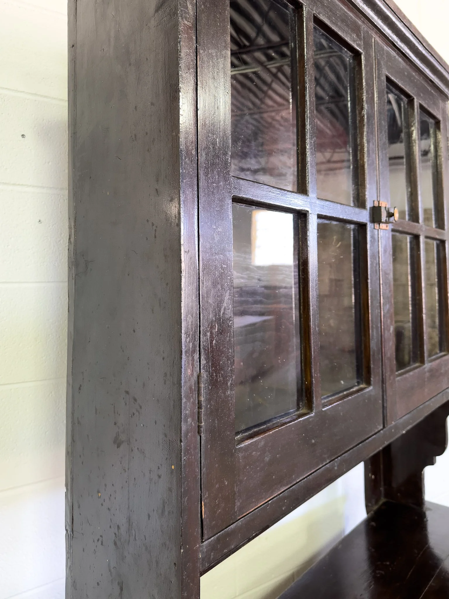 scumbled pine hutch with wavy glass — House on Horizon