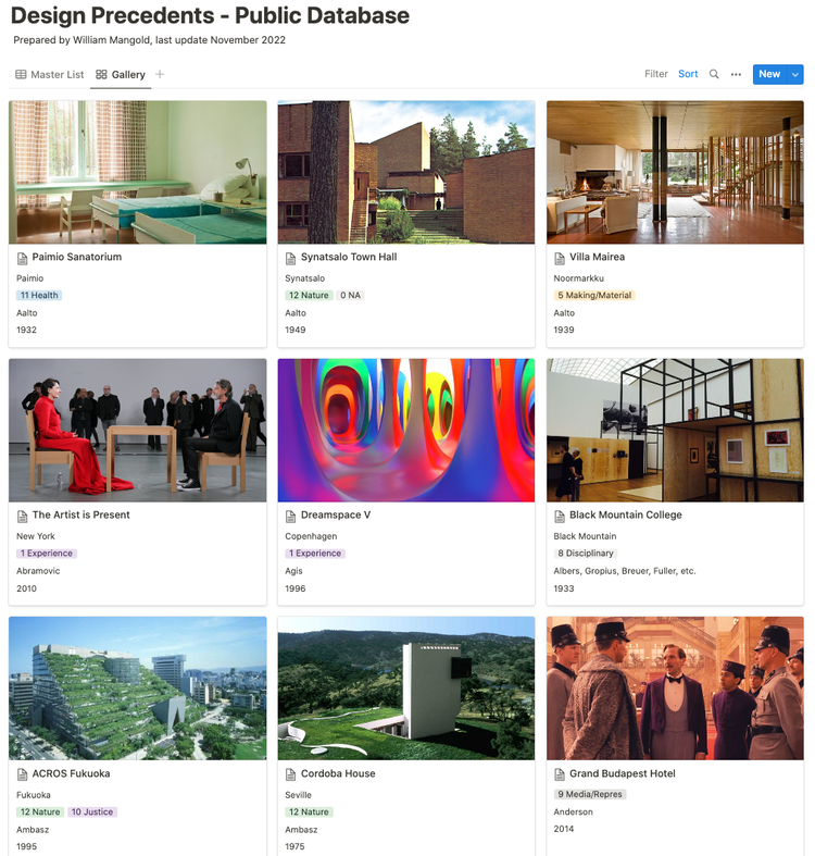 DESIGN PRECEDENT DATABASE — WILLIAM MANGOLD