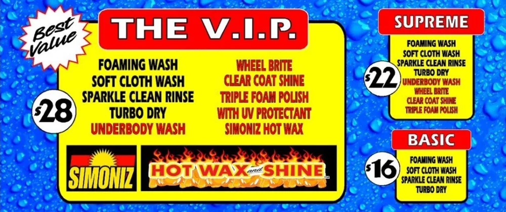 Wash Menus (NH) — Sparkle Clean Car Wash