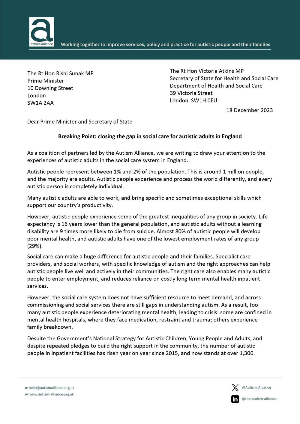 'Breaking Point' Campaign — Autism Alliance UK