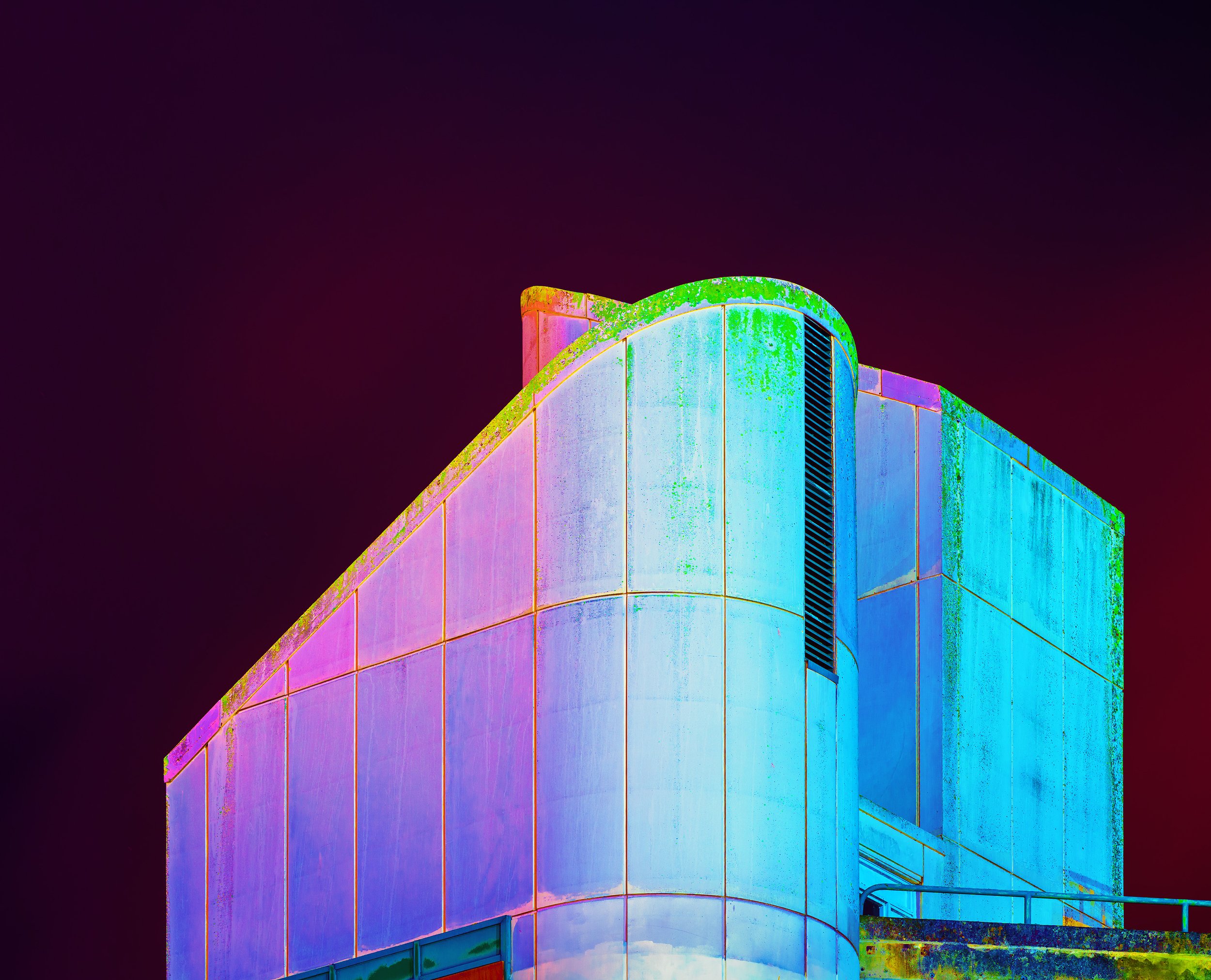 Colourful night time images of brutalist car parks — Christopher Hope-Fitch