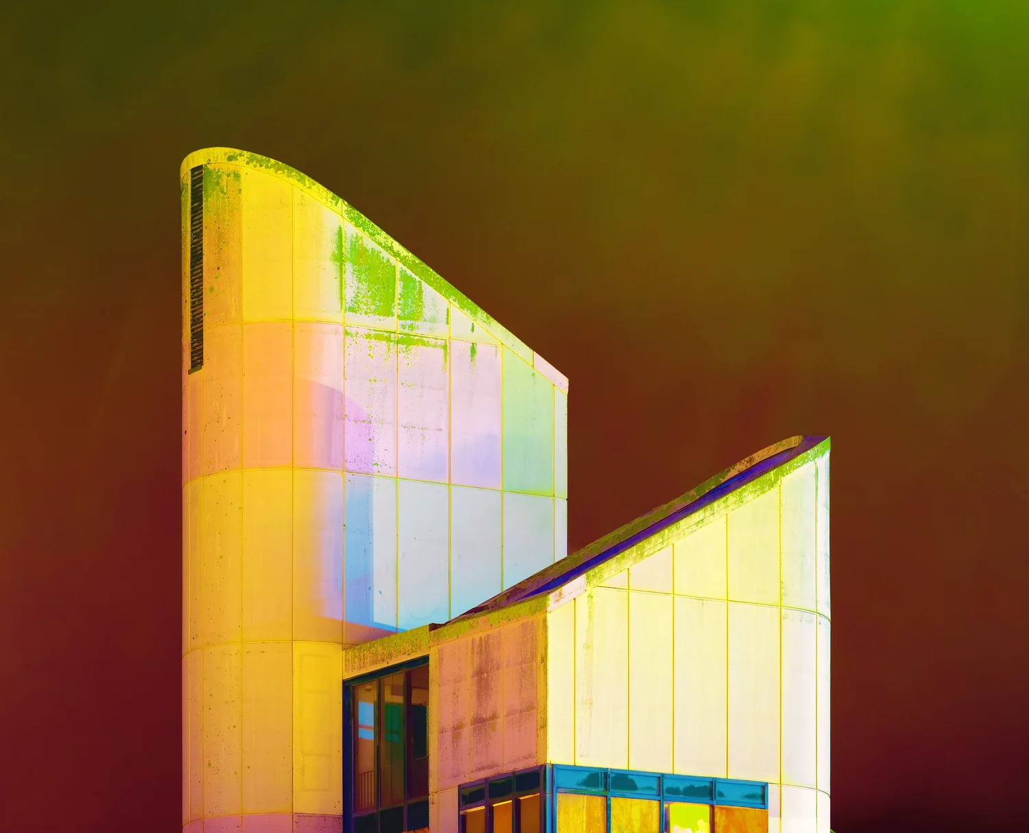 Colourful night time images of brutalist car parks — Christopher Hope-Fitch