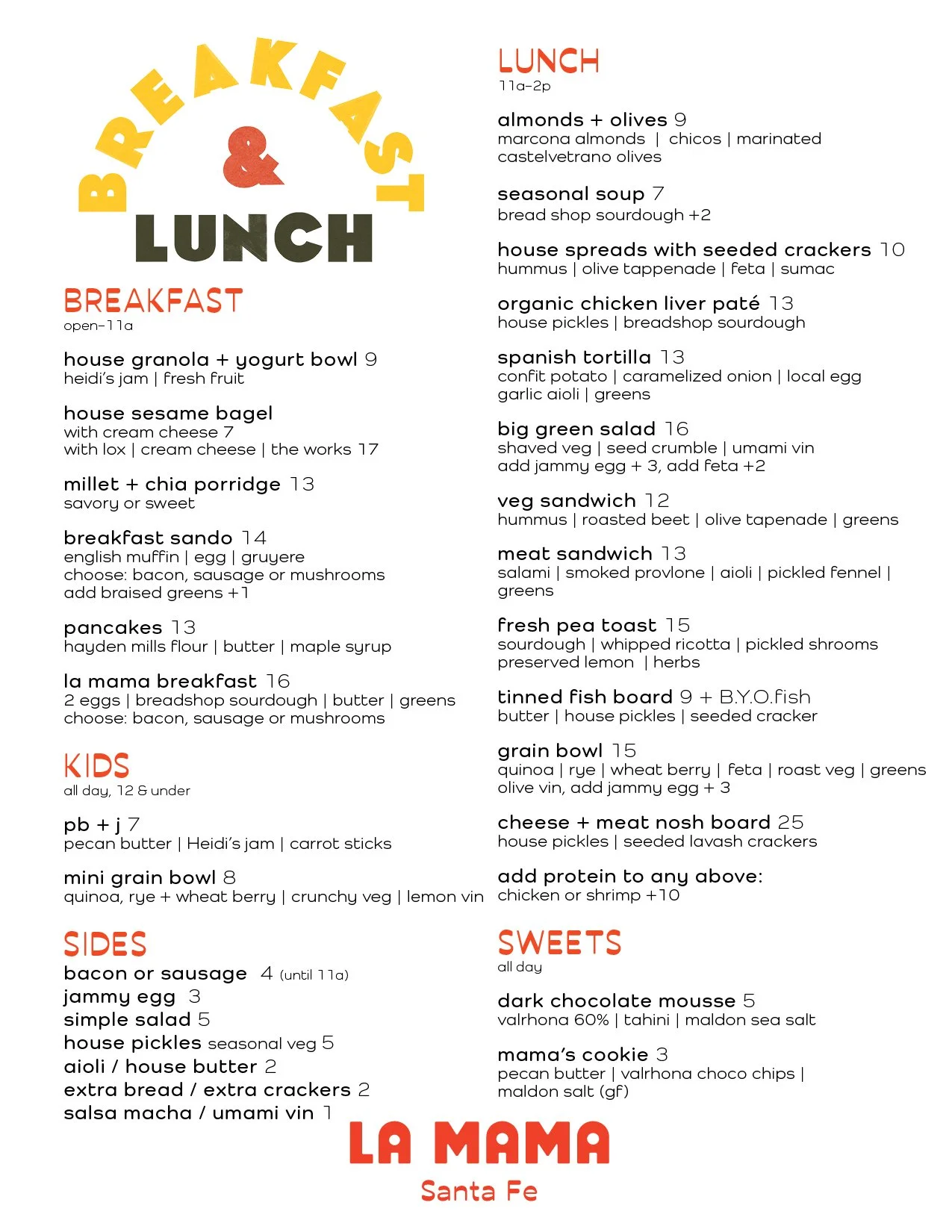 Breakfast/Lunch — La Mama