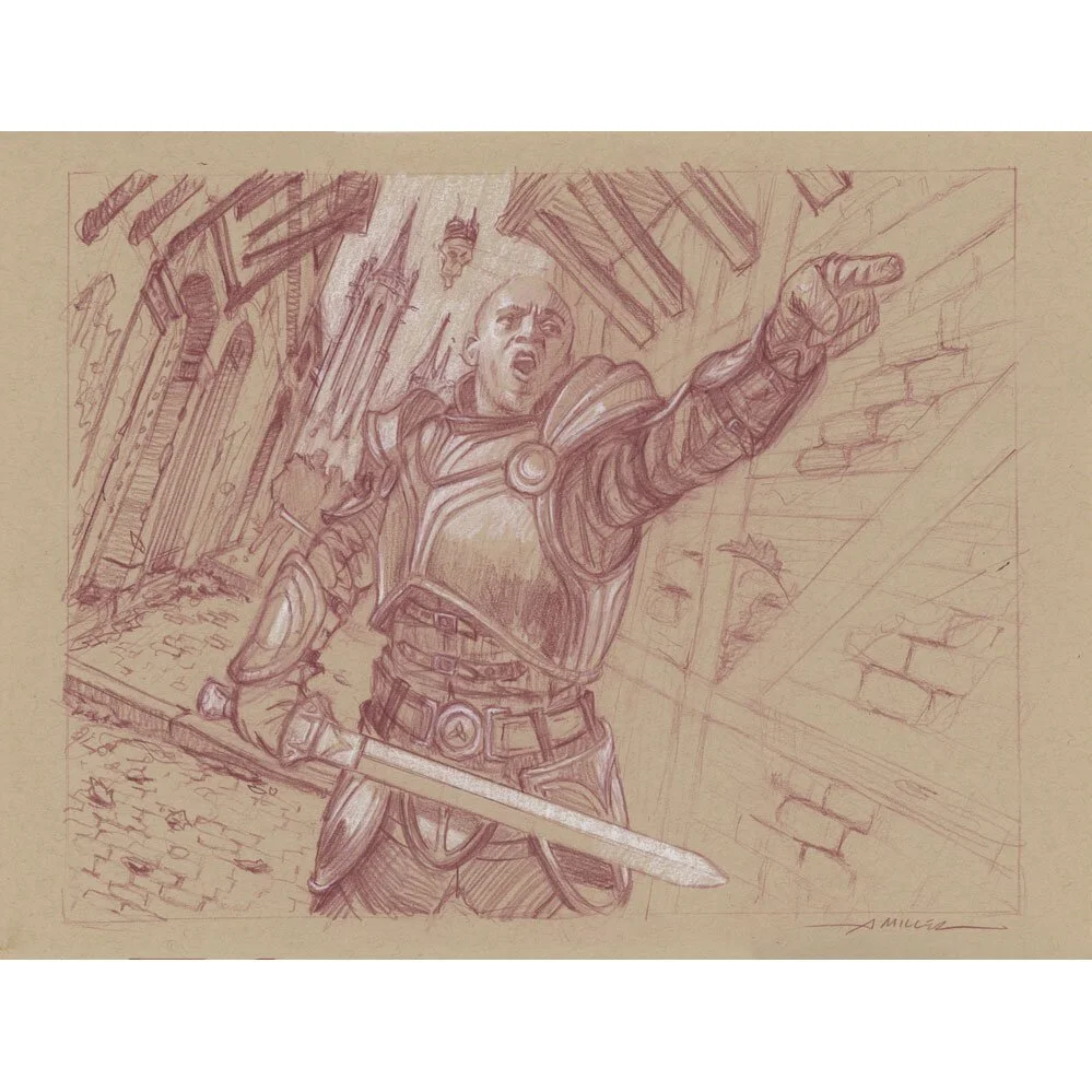 RHINO TOKEN ORIGINAL DRAWING — Aaron Miller Illustration
