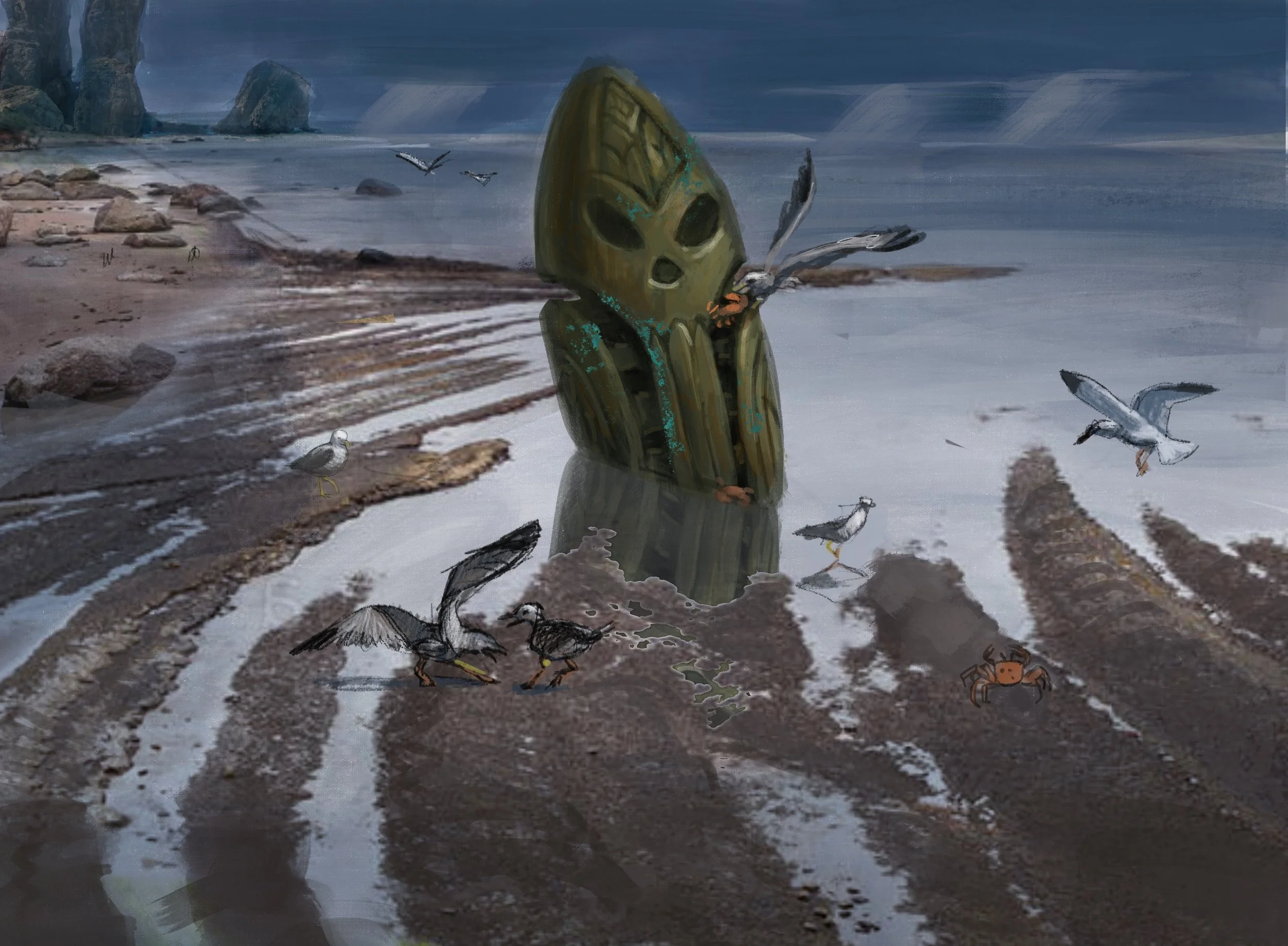 Foreboding Statue — Aaron Miller Illustration