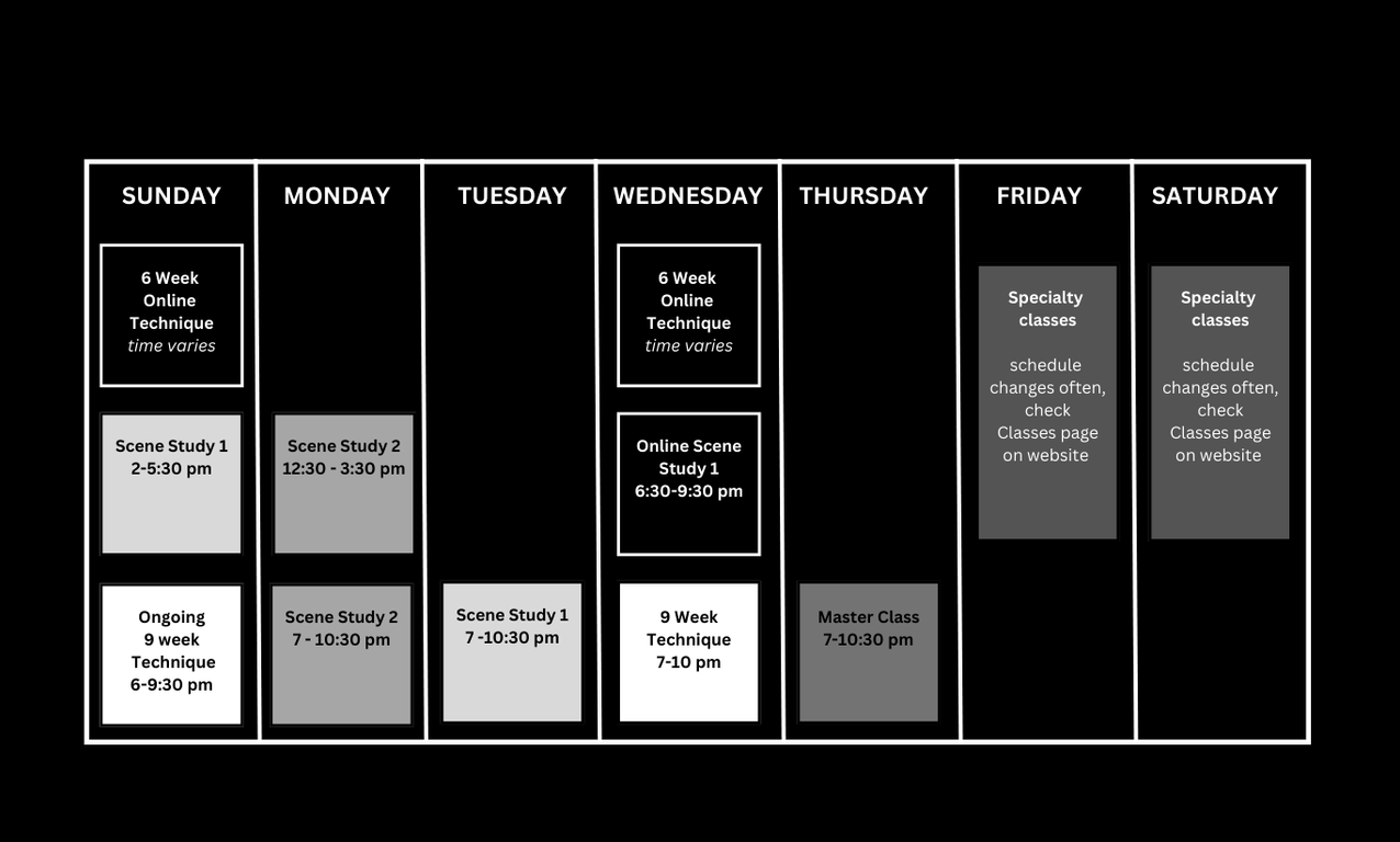 Class Schedule — Speiser/Sturges Acting Studio
