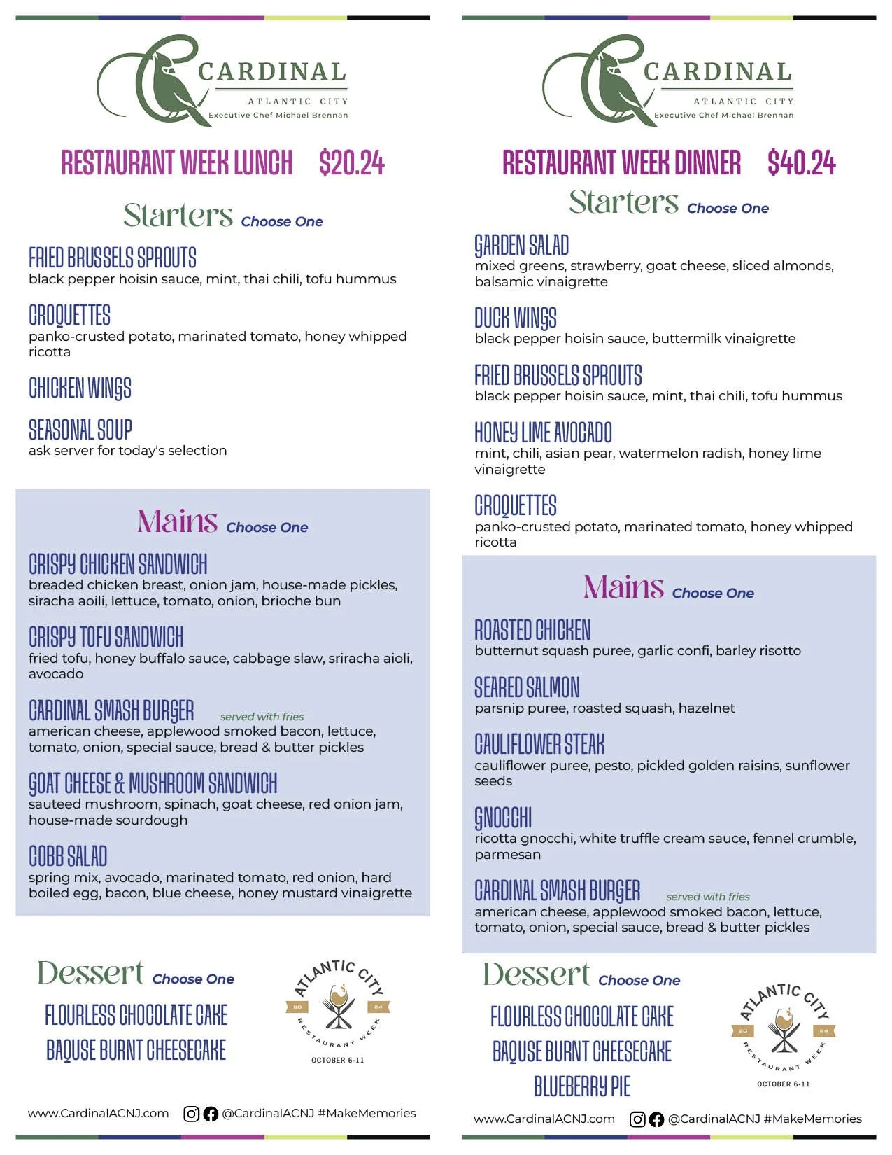 Atlantic City Restaurant Week - Lunch & Dinner — CARDINAL ATLANTIC CITY