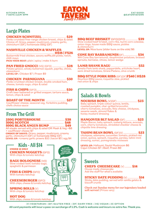 Menu 1 — Eaton Tavern
