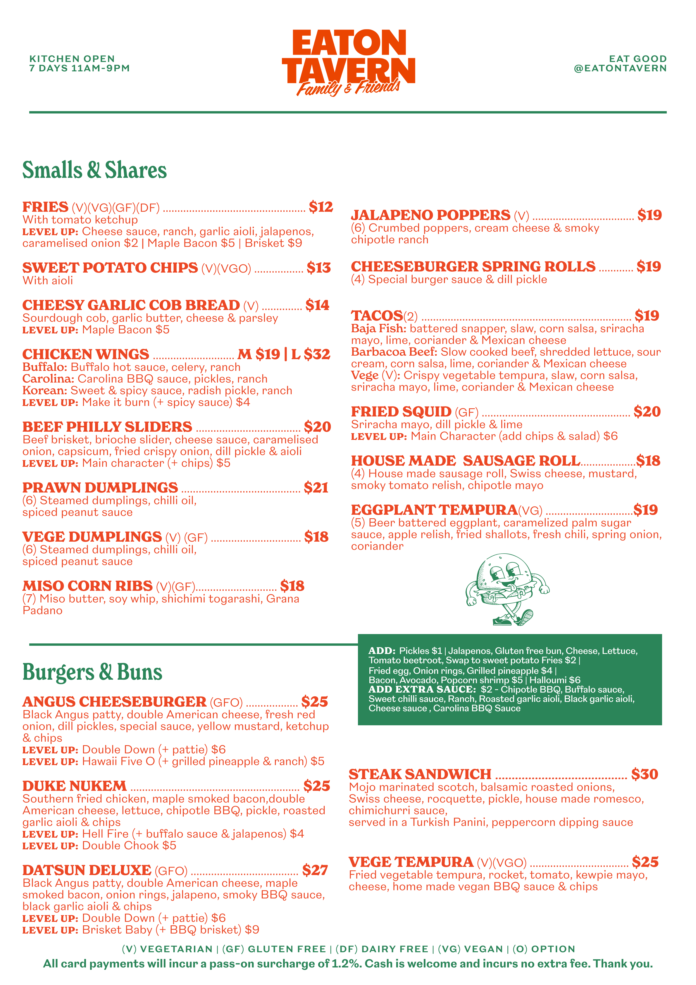 Menu 1 — Eaton Tavern