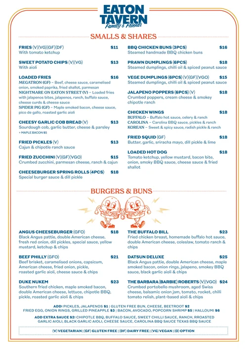 Menu 1 — Eaton Tavern