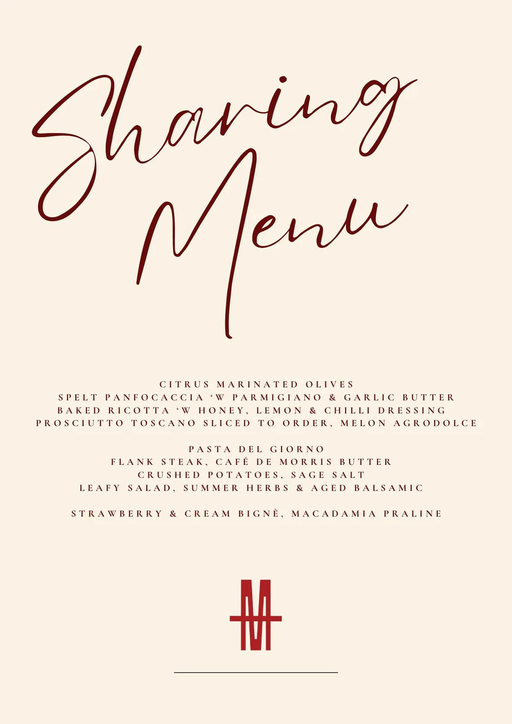 Sharing Menu — Bar Morris