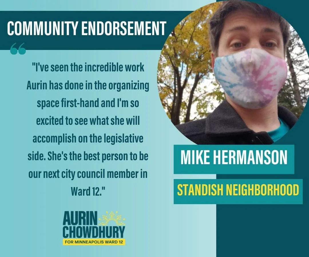 Endorsements — Aurin Chowdhury for Ward 12 City Council