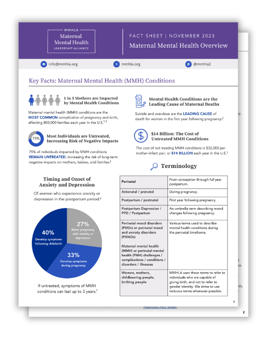 Fact Sheets — Maternal Mental Health Leadership Alliance: MMHLA