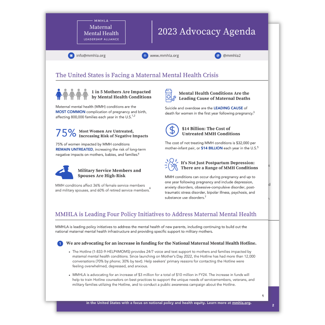 Advocacy Agenda — Maternal Mental Health Leadership Alliance: MMHLA