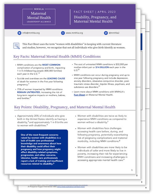 Fact Sheets — Maternal Mental Health Leadership Alliance: MMHLA