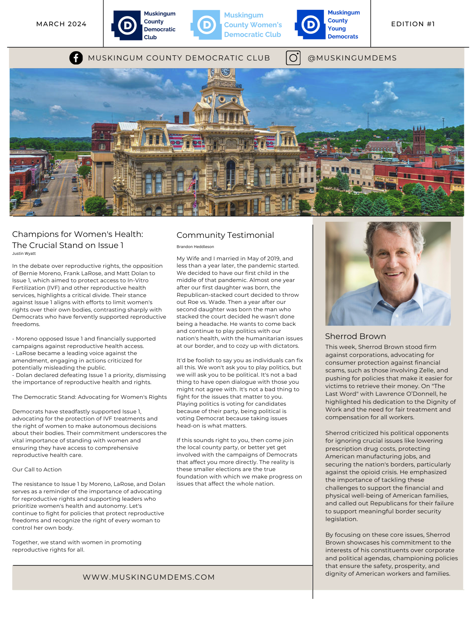 Newsletter Volume 1 — Muskingum County Democratic Party