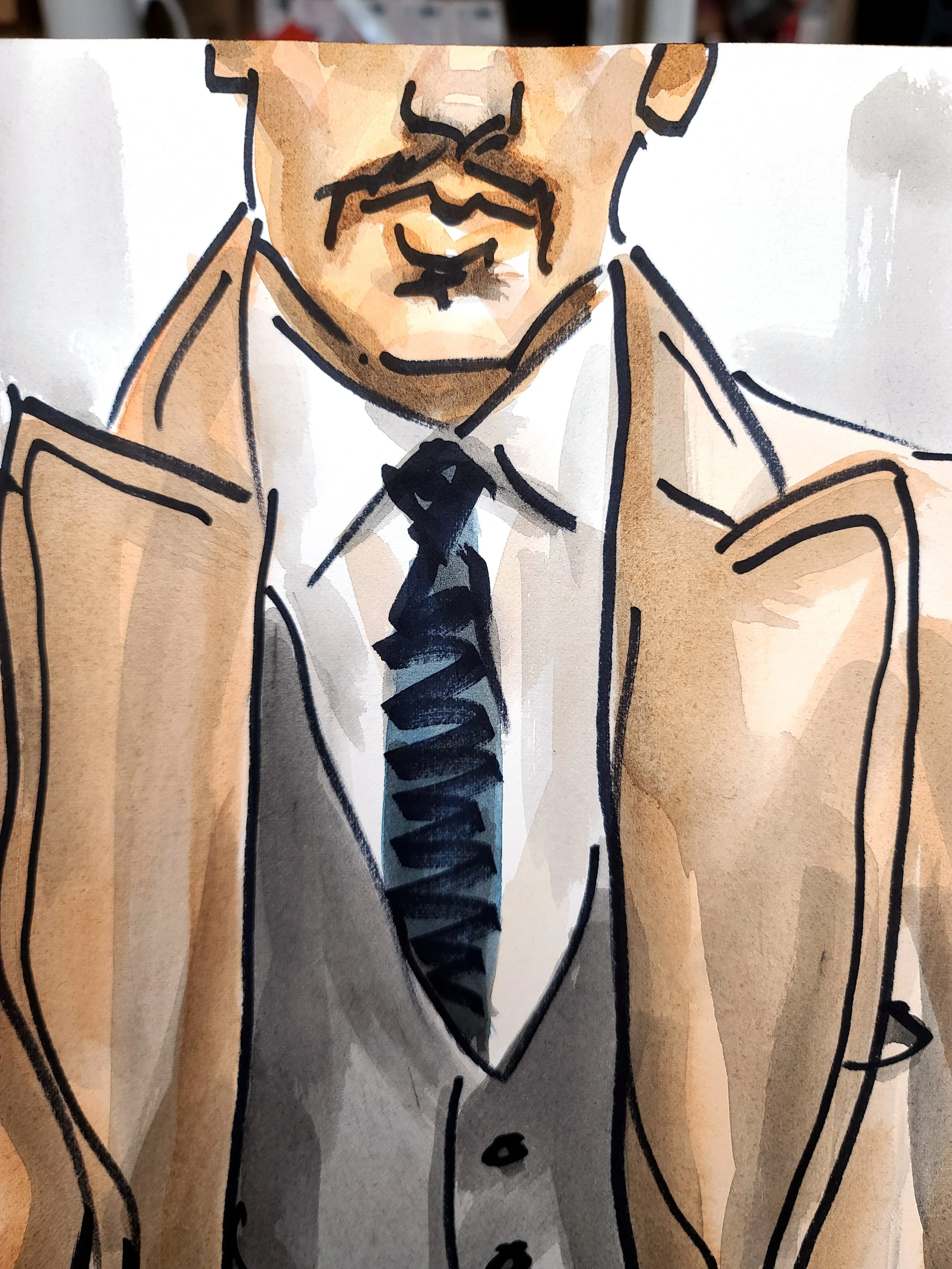 Dapper, 11x14 marker and watercolor on cotton paper by Kenney Mencher ...