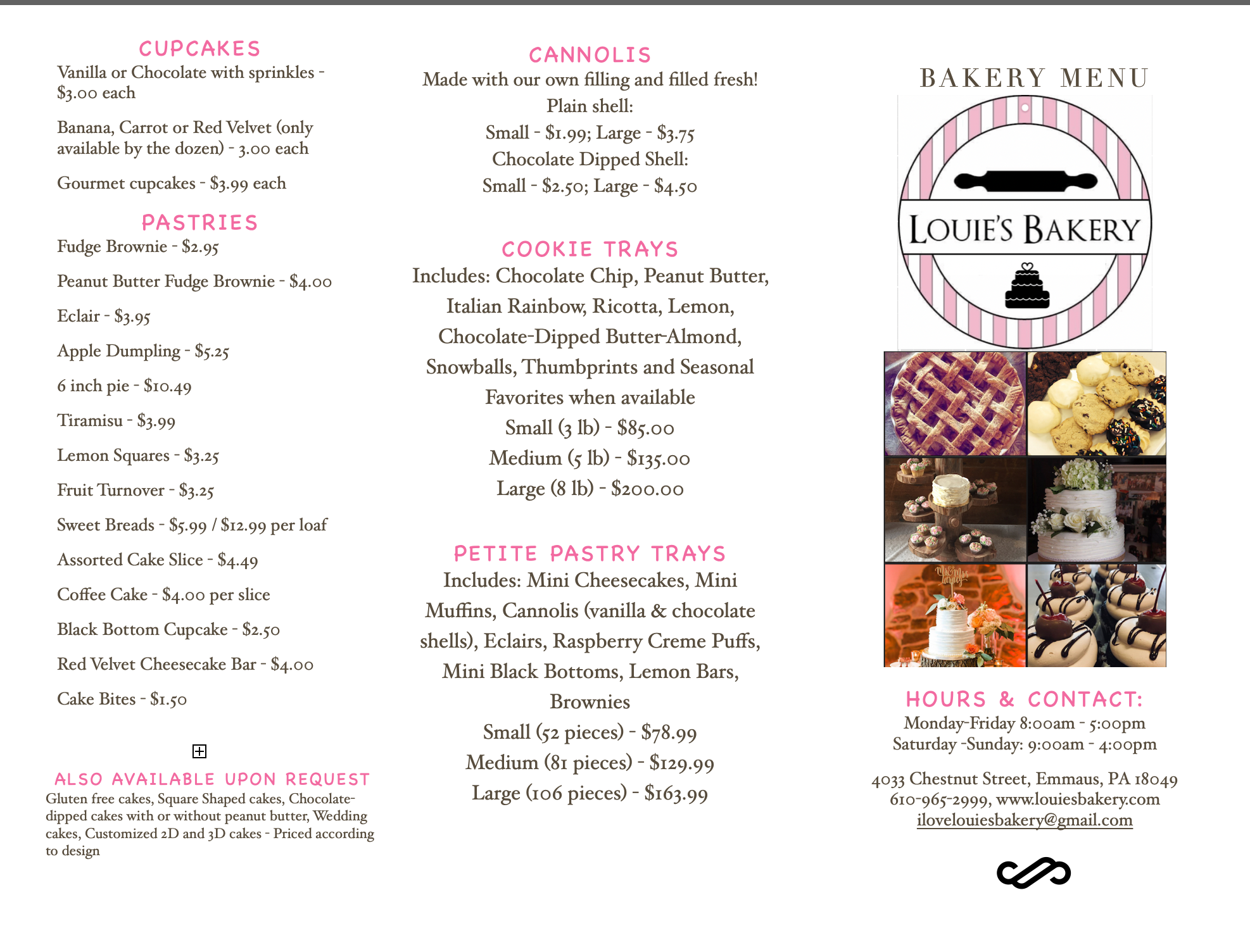 Bakery/Cakes — Louie's Bakery