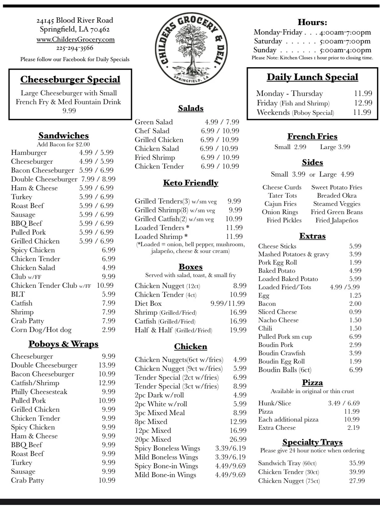 Menu 1 — Childers Grocery & Deli