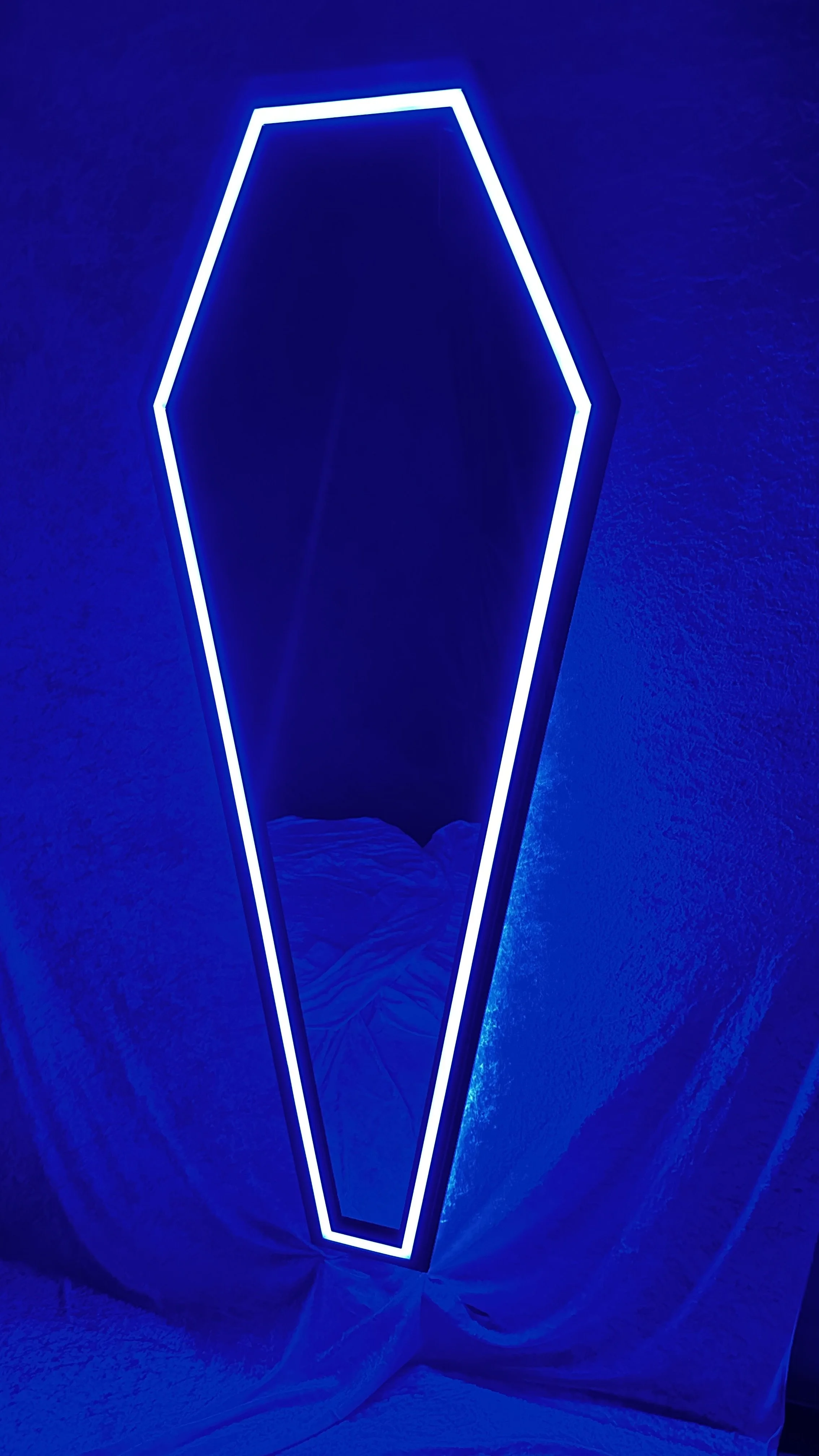 6ft x 26" Spiderwebbed LED Coffin Mirror — Home