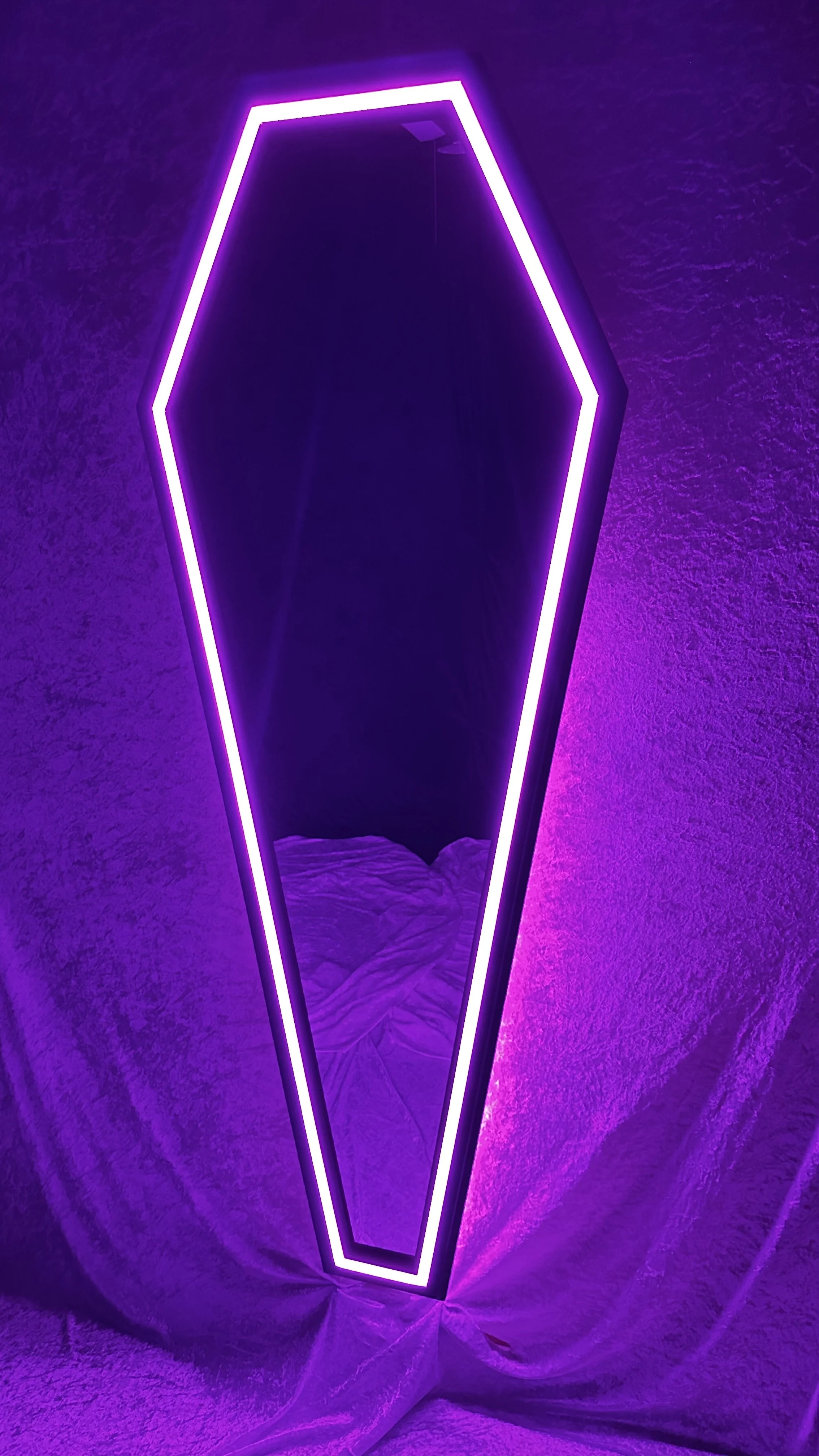 6ft x 26" Spiderwebbed LED Coffin Mirror — Home