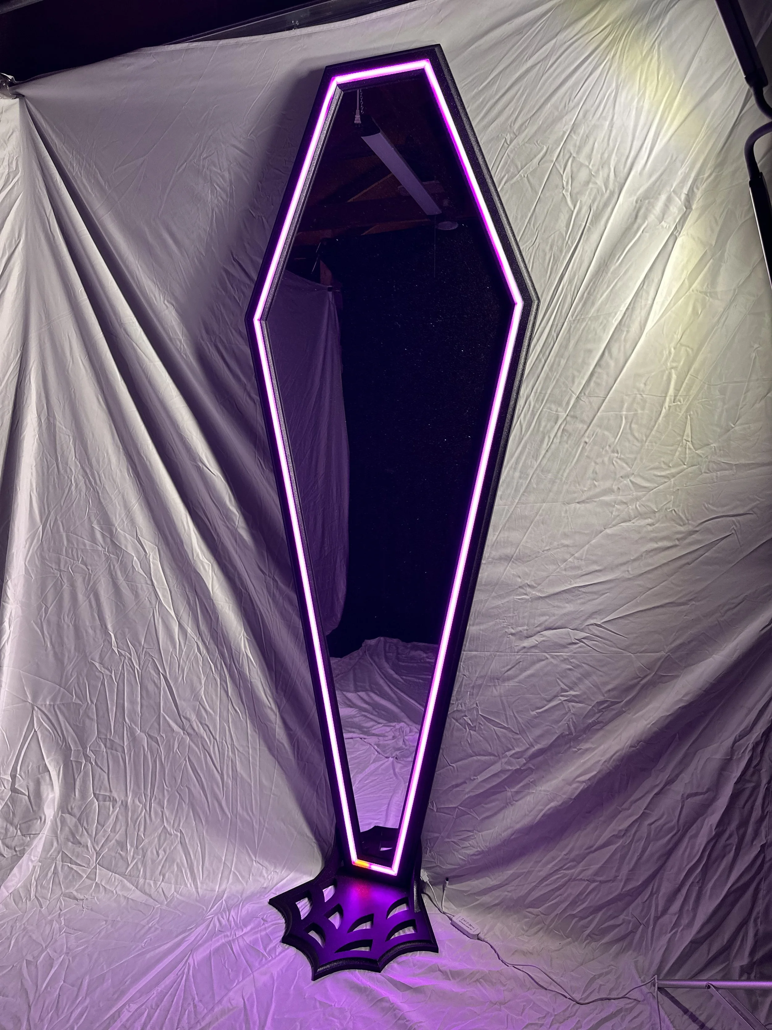 6ft x 26" Spiderwebbed LED Coffin Mirror — Home