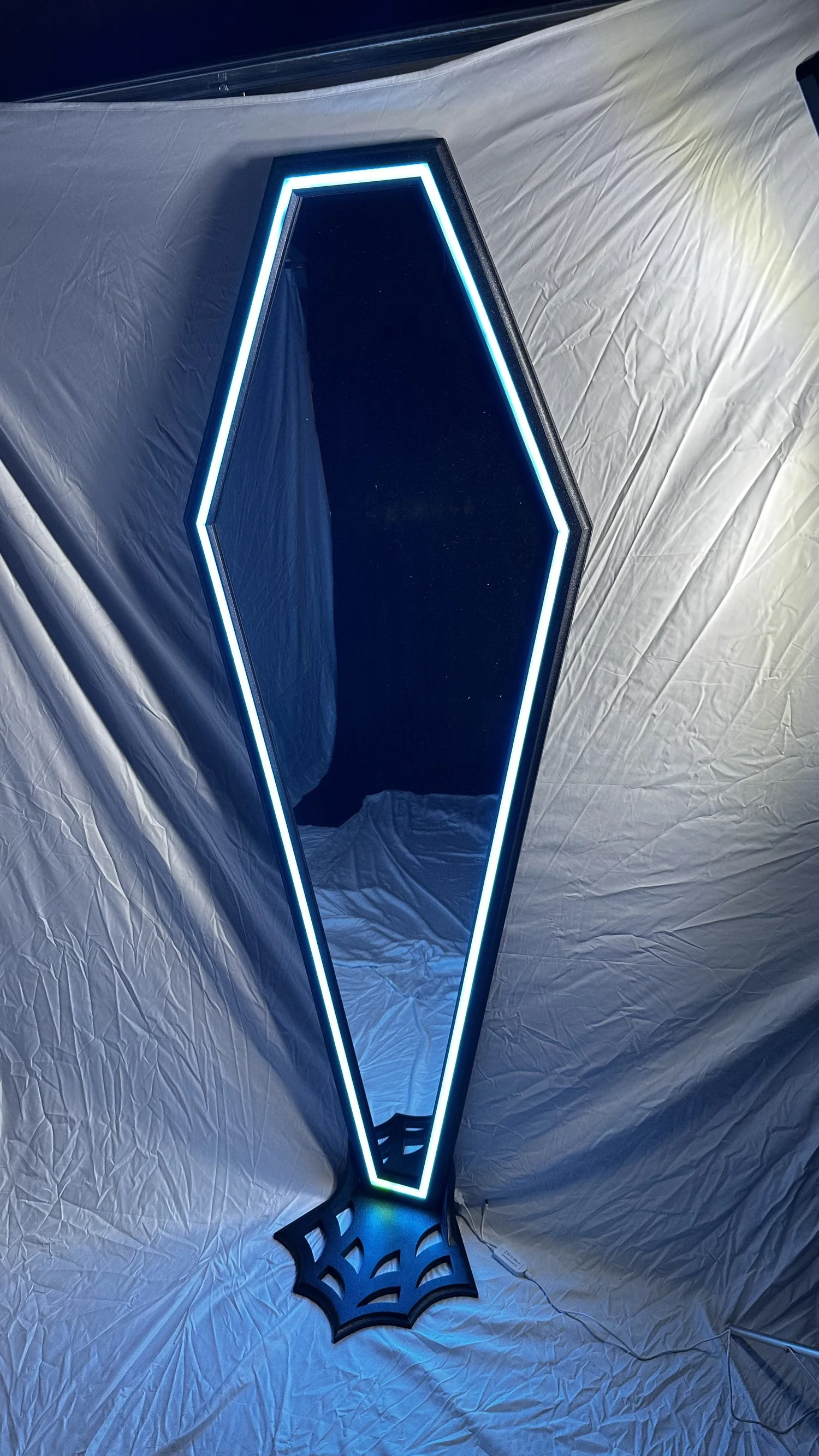 6ft x 26" Spiderwebbed LED Coffin Mirror — Home