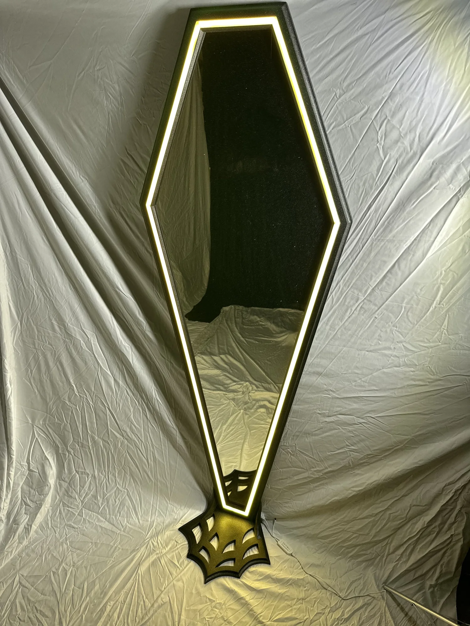 6ft x 26" Spiderwebbed LED Coffin Mirror — Home
