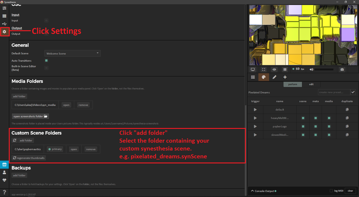 How To Add a Custom or Third-Party Synesthesia Scene — Psybernautics.Art
