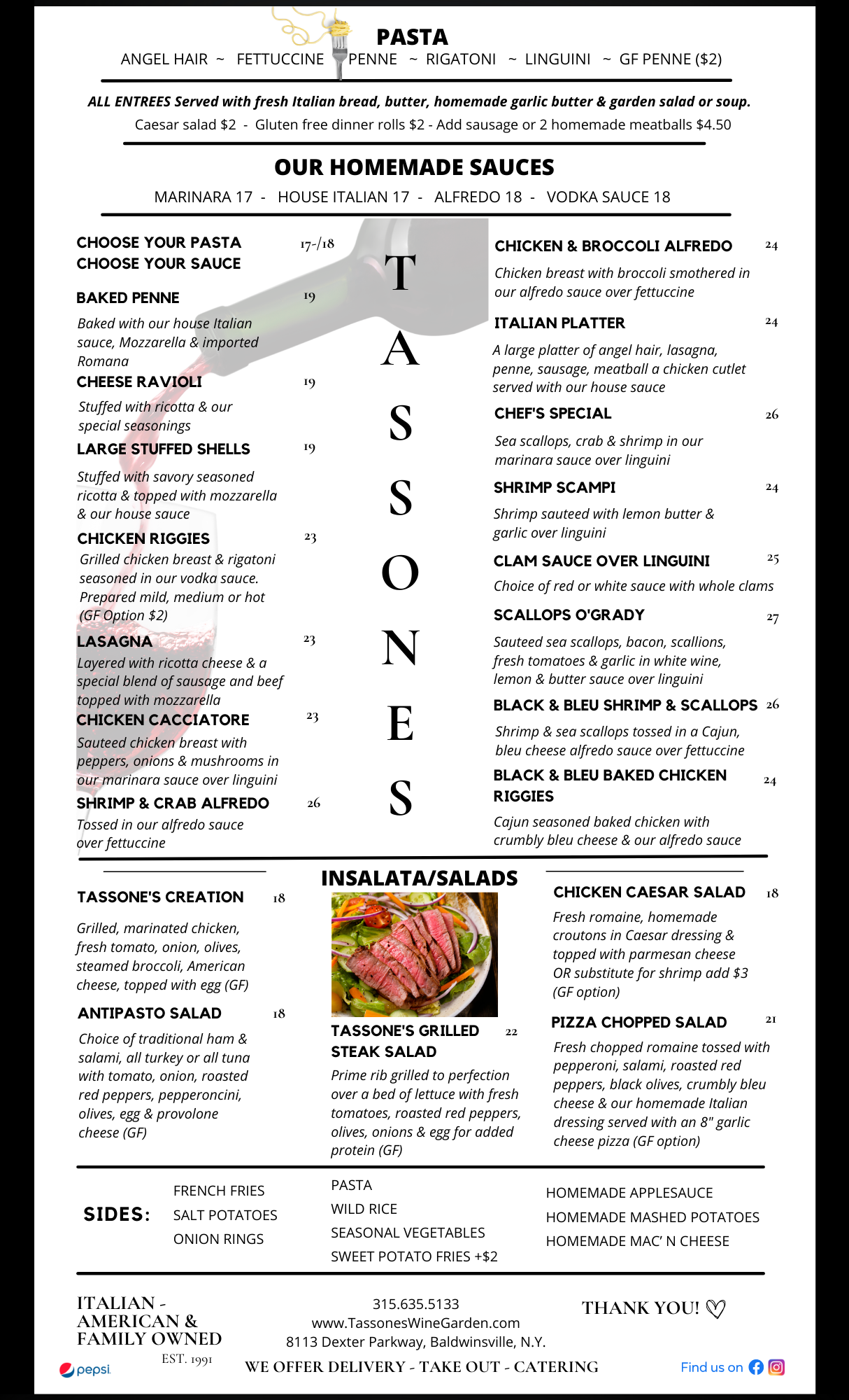 Menu 1 — Tassone's Wine Garden
