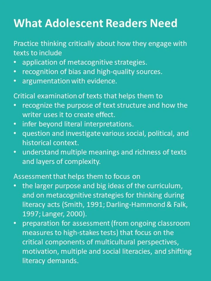 Components of Adolescent Literacy — Show Me Literacies