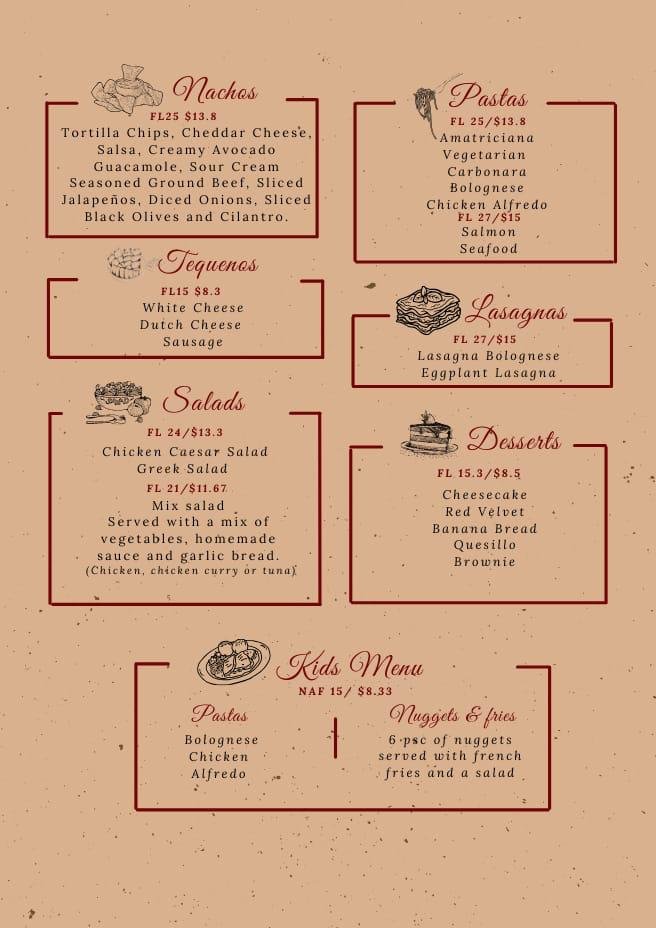 Lunch & Dinner Menu — La Boheme Curacao