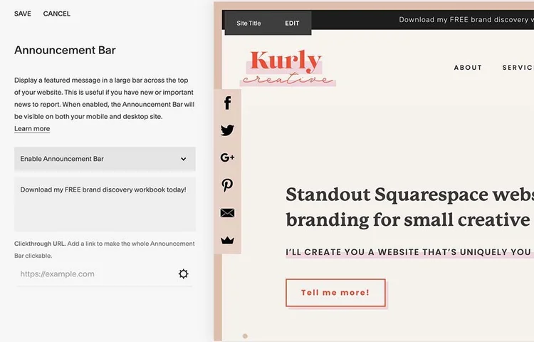 10 ways to use the Squarespace announcement bar — Kurly Creative ...