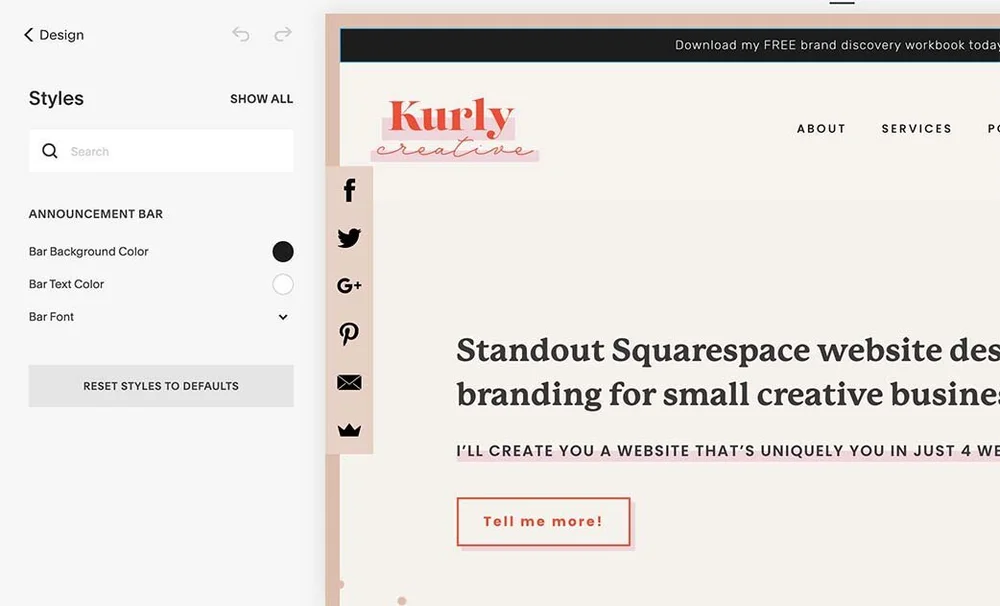 10 ways to use the Squarespace announcement bar — Kurly Creative ...