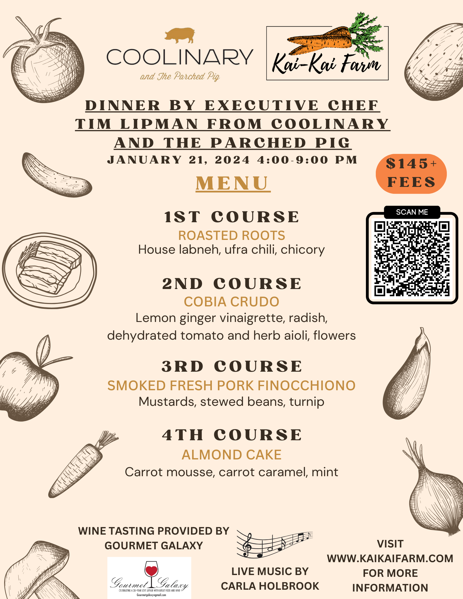 Dinner By Executive Chef Tim Lipman from Coolinary and the parched pig ...