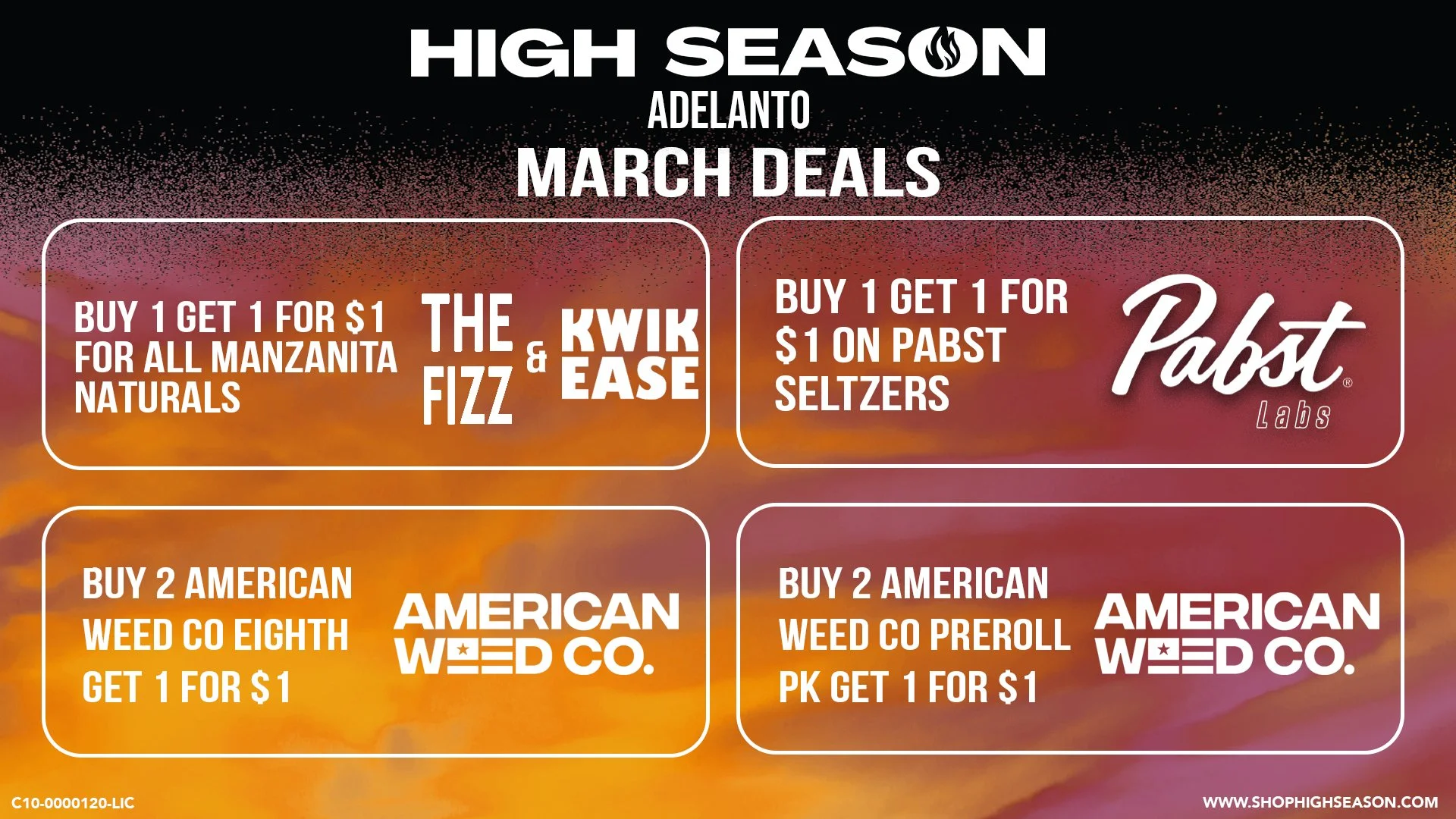 WEED DEALS & SPECIALS — HIGH SEASON