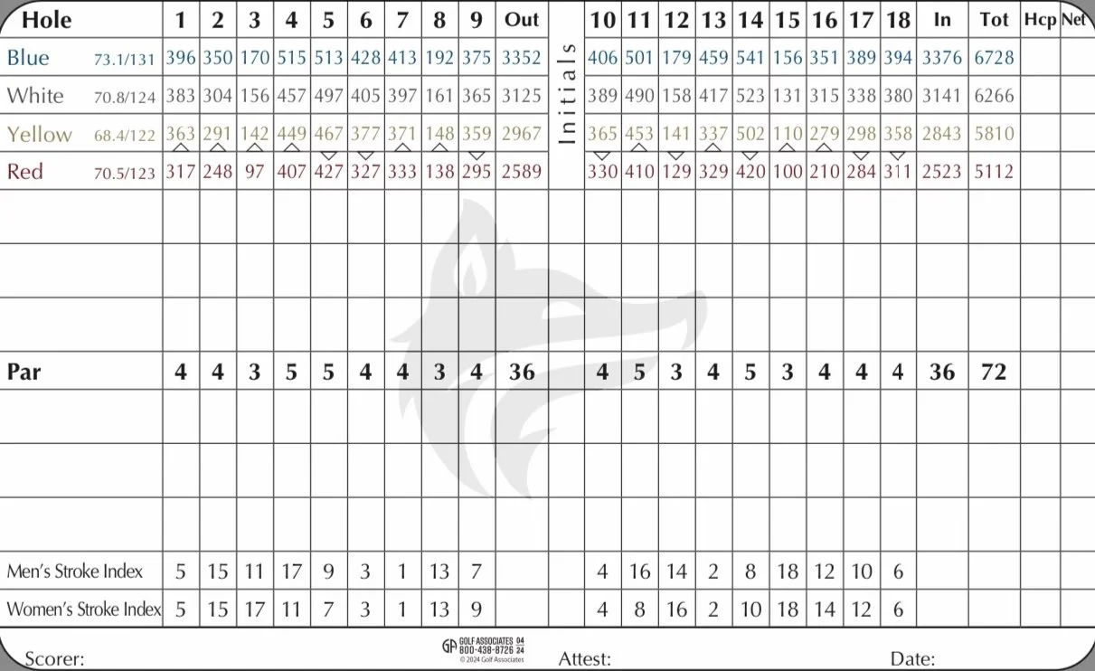 Scorecard — Fox Hollow Golf Club