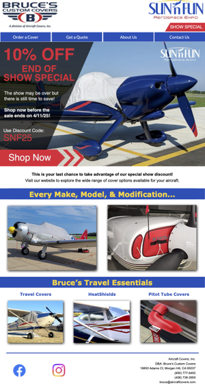 Save Big with Bruce's Custom Covers: Sun 'n Fun Special Ends Soon! — In ...